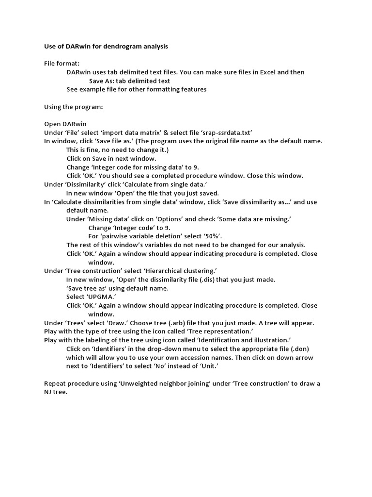 DARwin Dendrogram Analysis Guide | PDF | Icon (Computing) | Areas Of ...
