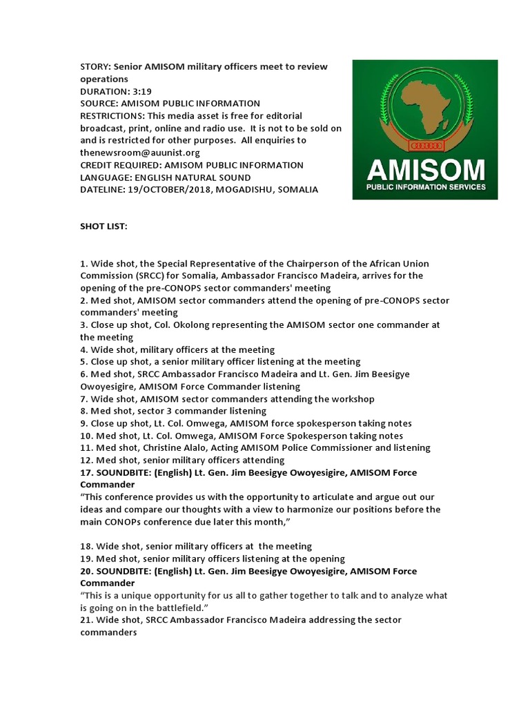AMISOM Military Officers Review Operations | PDF | Somalia | African Union