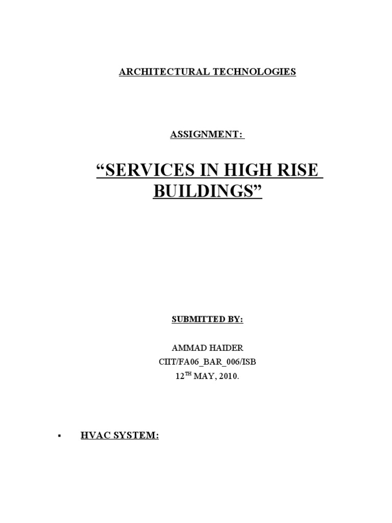 "Services in High Rise Buildings": Architectural Technologies ...
