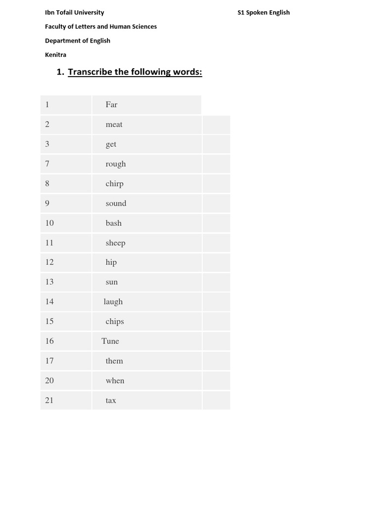 Transcription Exercises | PDF