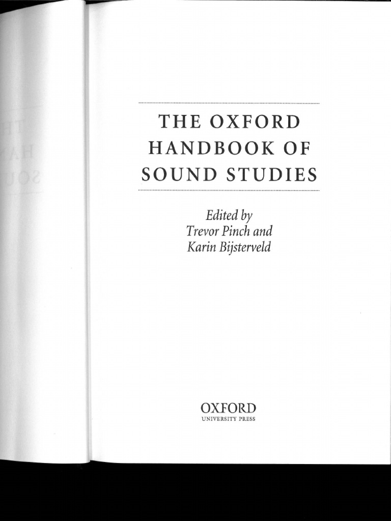 The Oxford Handbook of Sound Studies | PDF