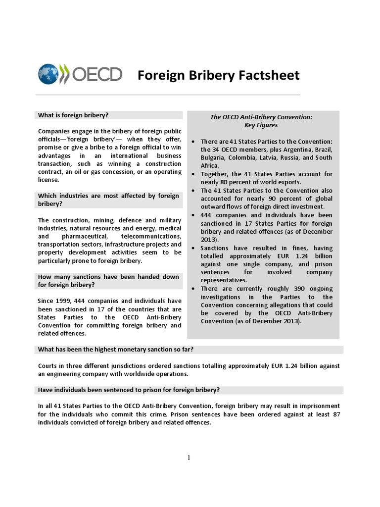 Foreign Bribery Factsheet ENGLISH | PDF | Bribery | Corruption