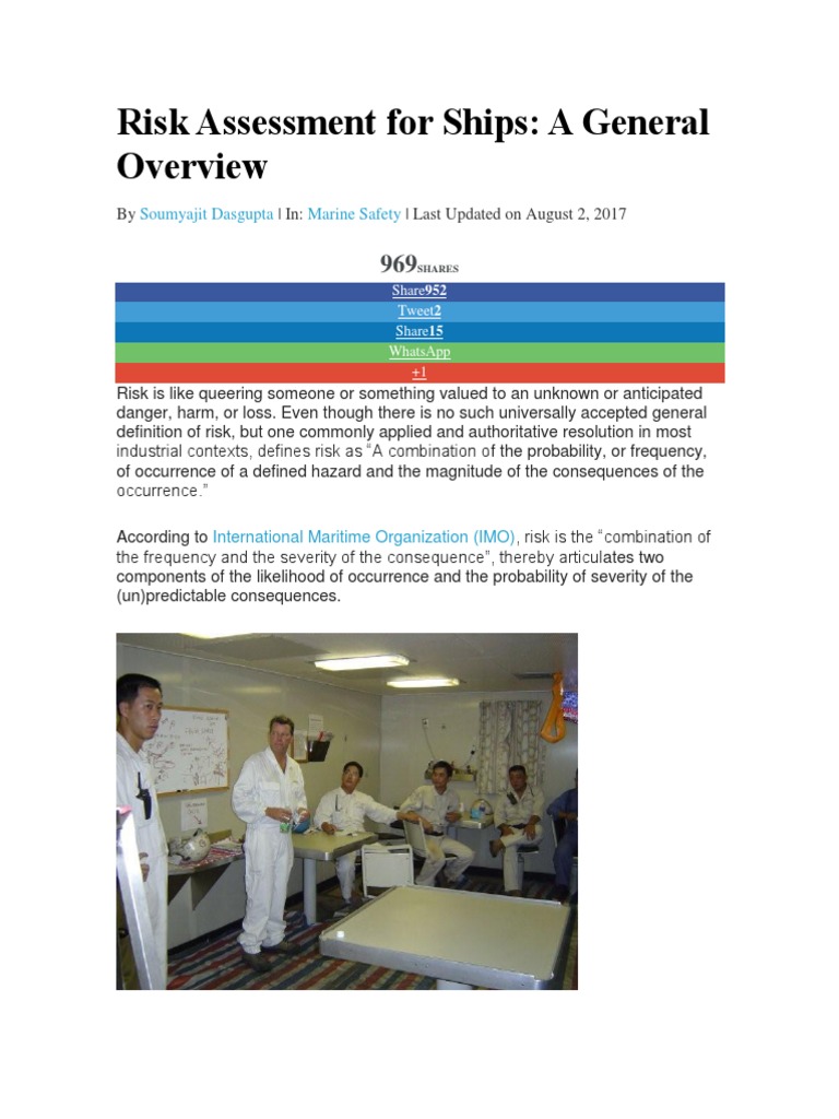 Risk Assessment For Ships: A General: Soumyajit Dasgupta Marine Safety ...