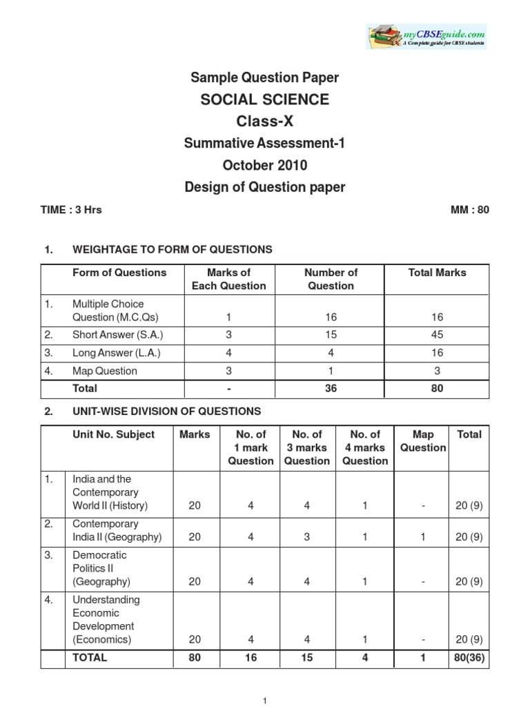10 Sample Paper Term1 Social Science | PDF | Workforce | Employment