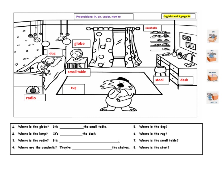 Prepositions in On Under Next To 81866 | PDF