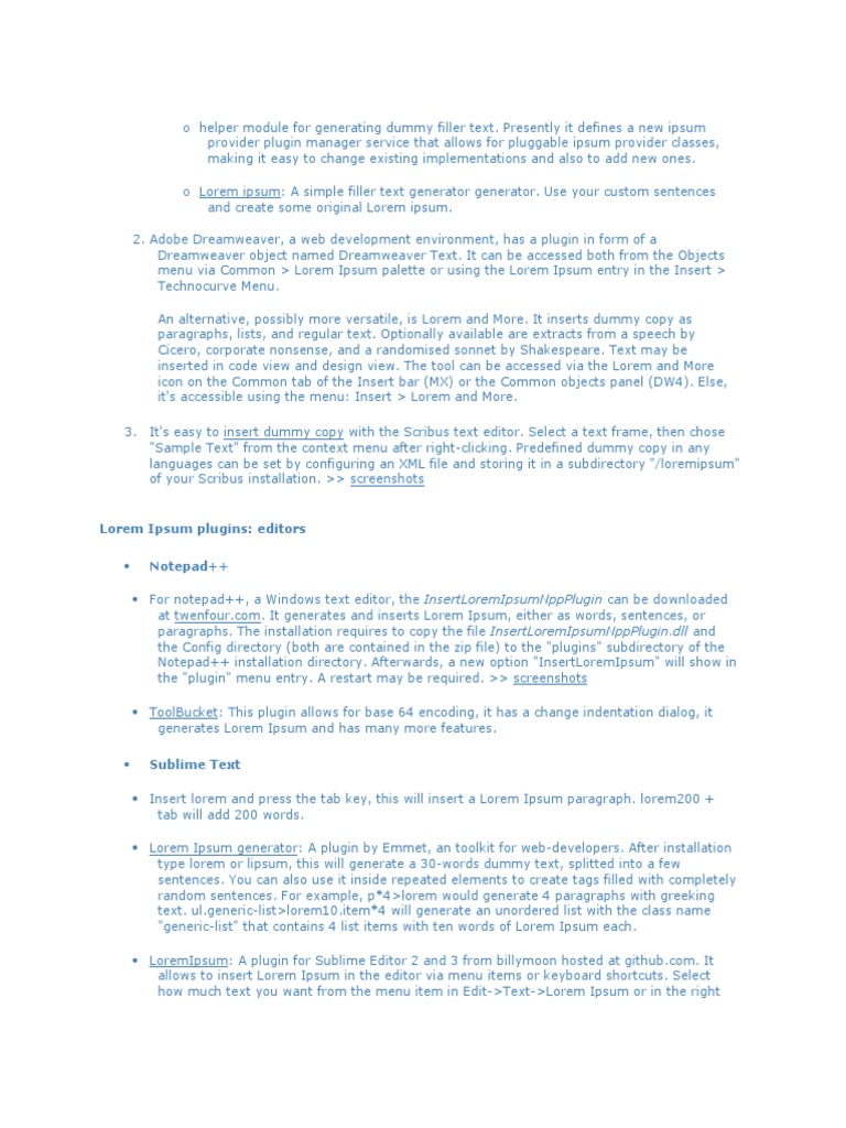 Lorem Ipsum Plugins: Editors Notepad++ | Download Free PDF | System Software | Computing