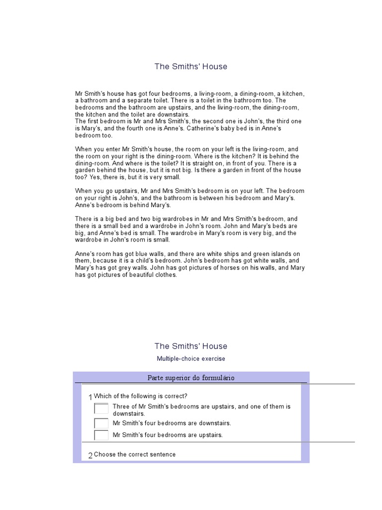 Overview of The Smiths' House Layout | PDF | Tourism