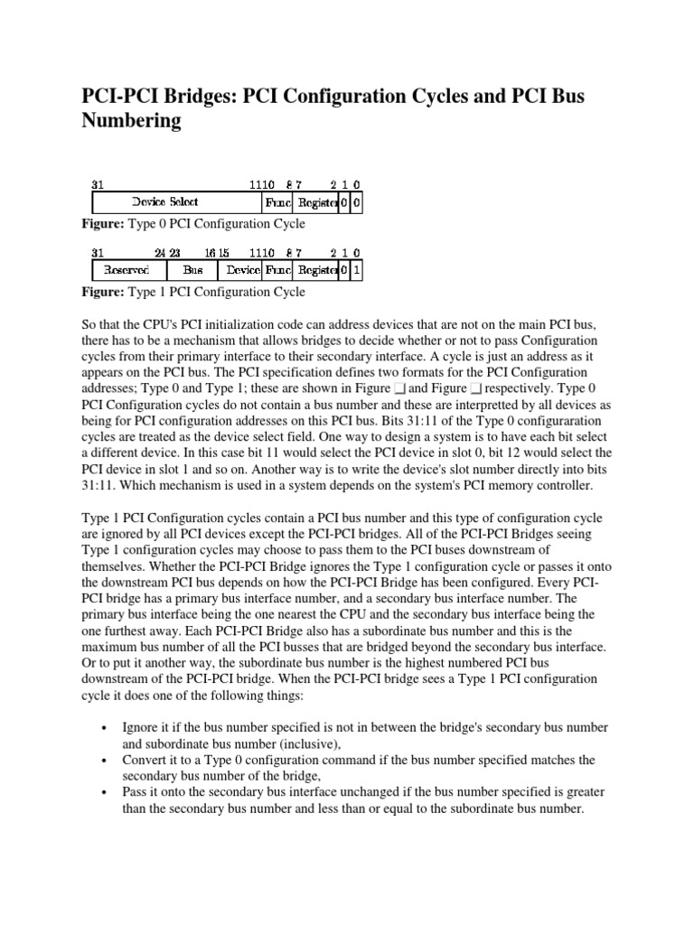 PCI-PCI Bridges: PCI Configuration Cycles and PCI Bus Numbering ...