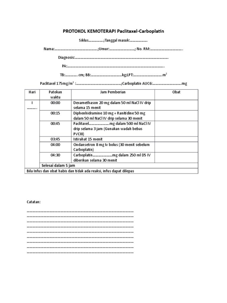 Protokol Kemoterapi Paclitaxel-Carboplatin | PDF