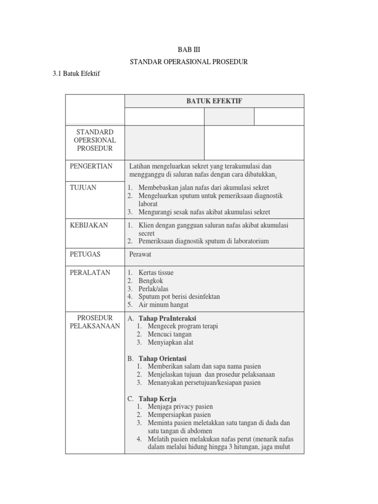Sop Batuk Efektif | PDF