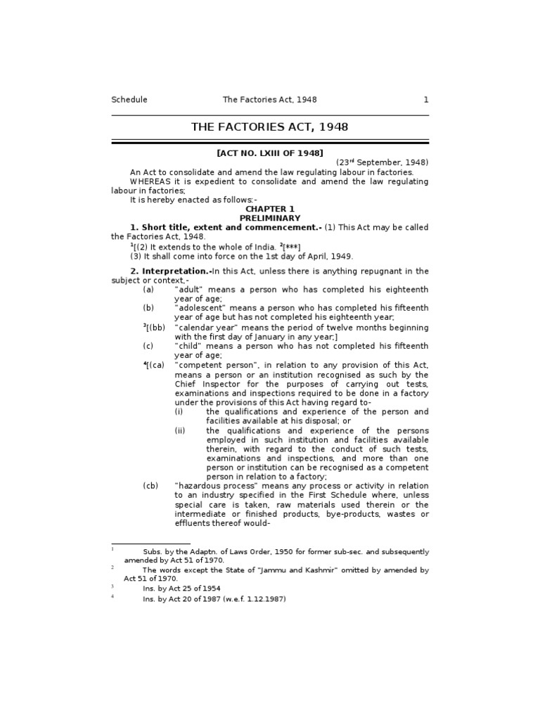 The Factories Act, 1948: (Act No. Lxiii of 1948) | PDF | License | Engines