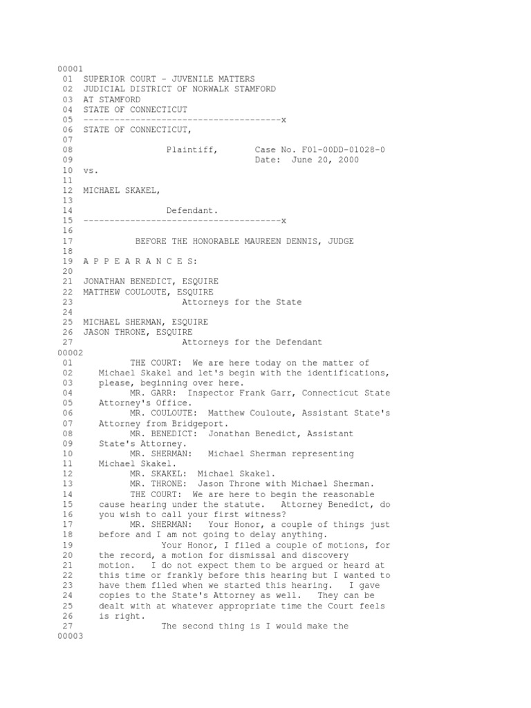 Michael Skakel Juvenile Court Hearing Transcript | PDF | Forensic ...