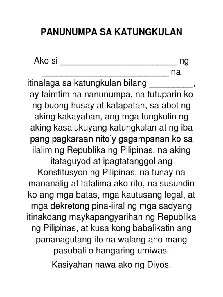 Panunumpa Sa Katungkulan | PDF