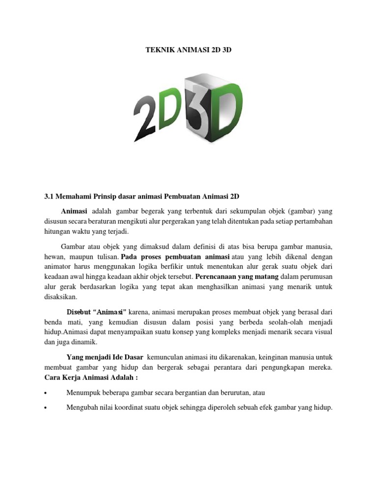 Modul Teknik Animasi 2d 3d | PDF