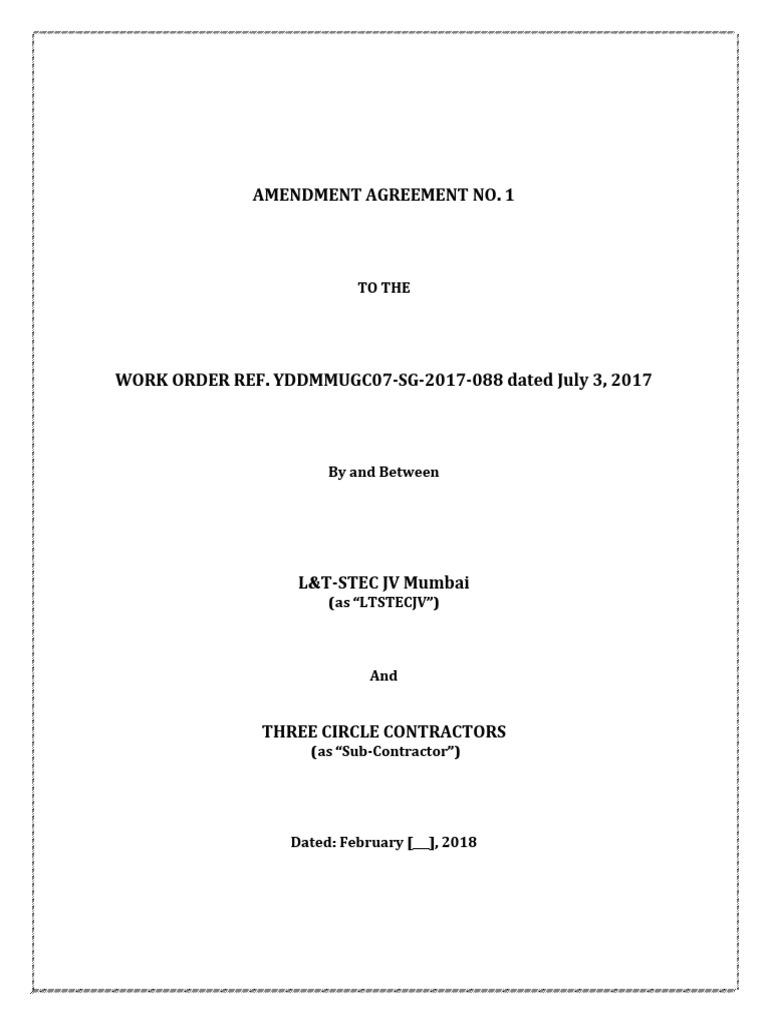 Amendment No.1 To Work Order - V-1 - February 17, 2018 | PDF ...