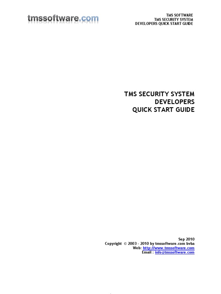 Tms Software Tms Security System Developers Quick Start Guide Pdf
