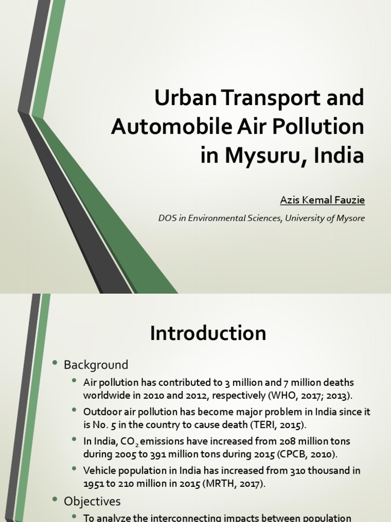 Urban Transport & Air Pollution in Mysuru | PDF | Air Pollution ...