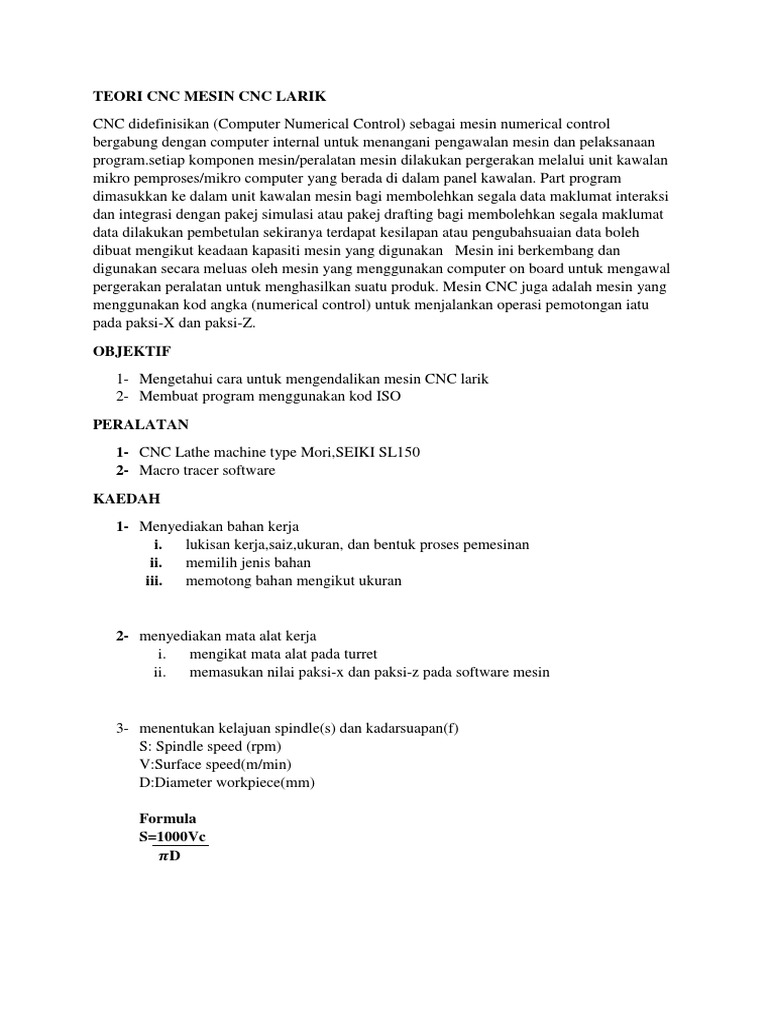 Report CNC Mesin Larik | PDF