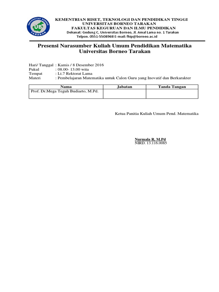 Absen Narasumber KU | PDF