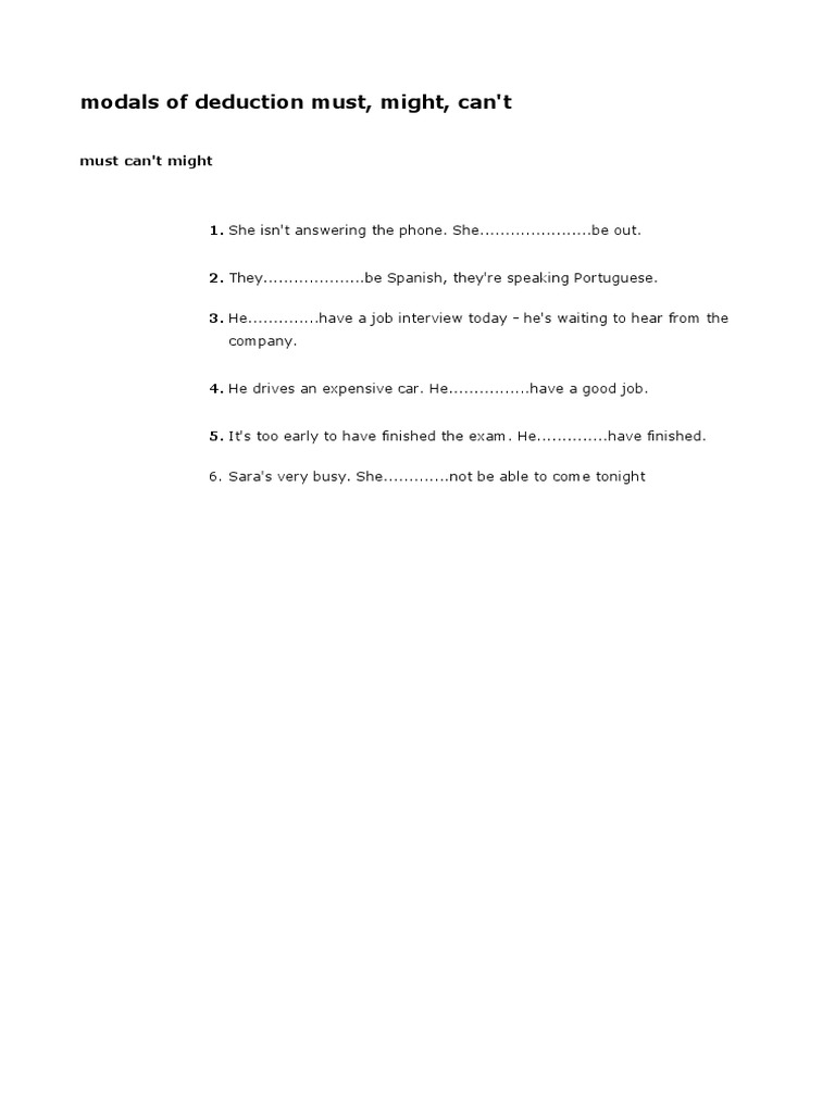 Modal verbs of deduction | PDF | Tax Deduction | Morphology