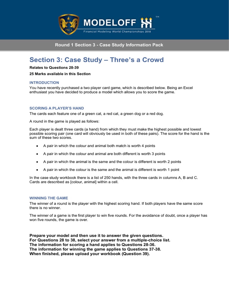 Section 3: Case Study - Three's A Crowd: 2015 Round 1 - Question Breakdown and Style Guide (120 ...