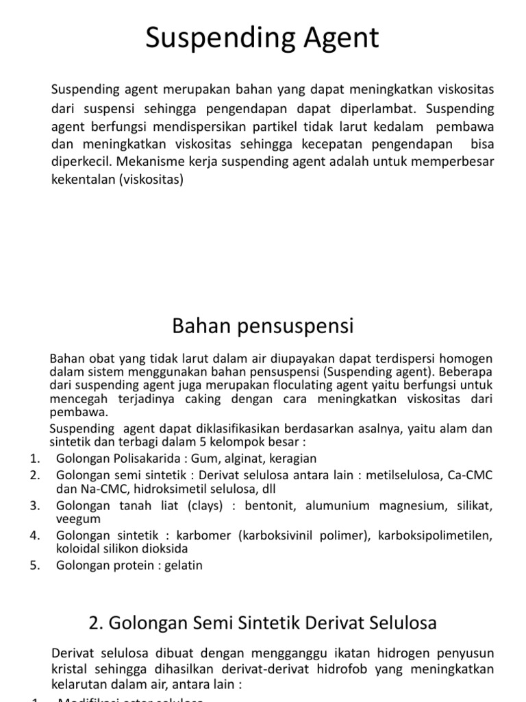 Fungsi dan Contoh Suspended Agent | PDF | Memasak, Makanan, & Anggur