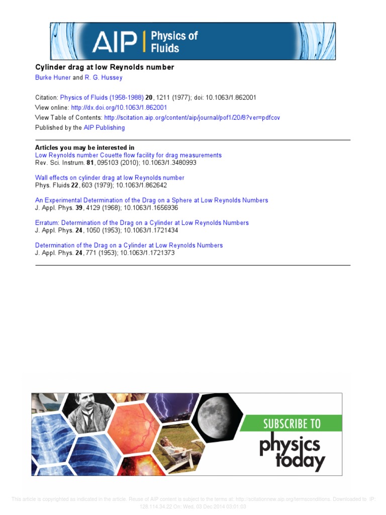Flow Over Cylinder | PDF | Reynolds Number | Drag (Physics)