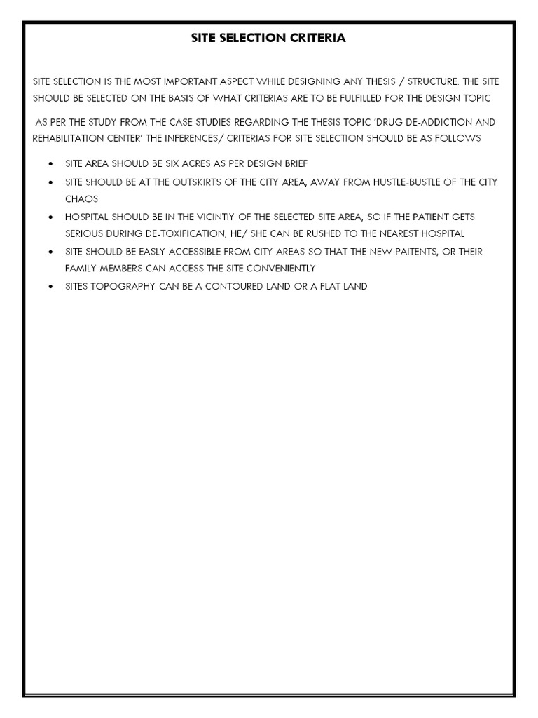 Siteselection Criteria | PDF