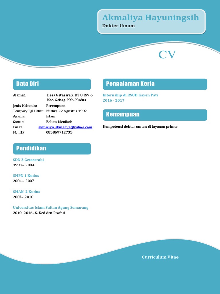 Contoh Curriculum Vitae Dokter Umum | PDF