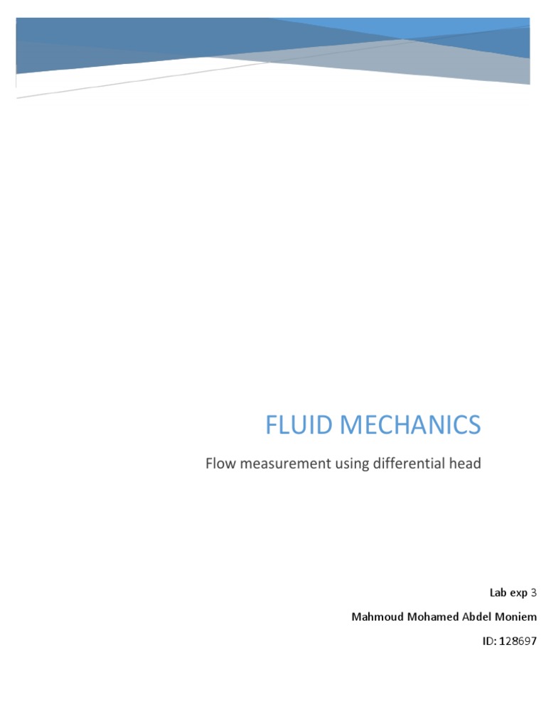 Fluid Mechanics Lab 3.1 | PDF | Flow Measurement | Pressure