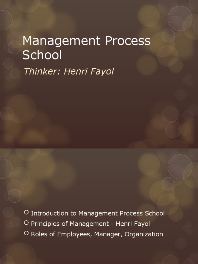 Management Process School: Thinker: Henri Fayol | PDF | Employment ...