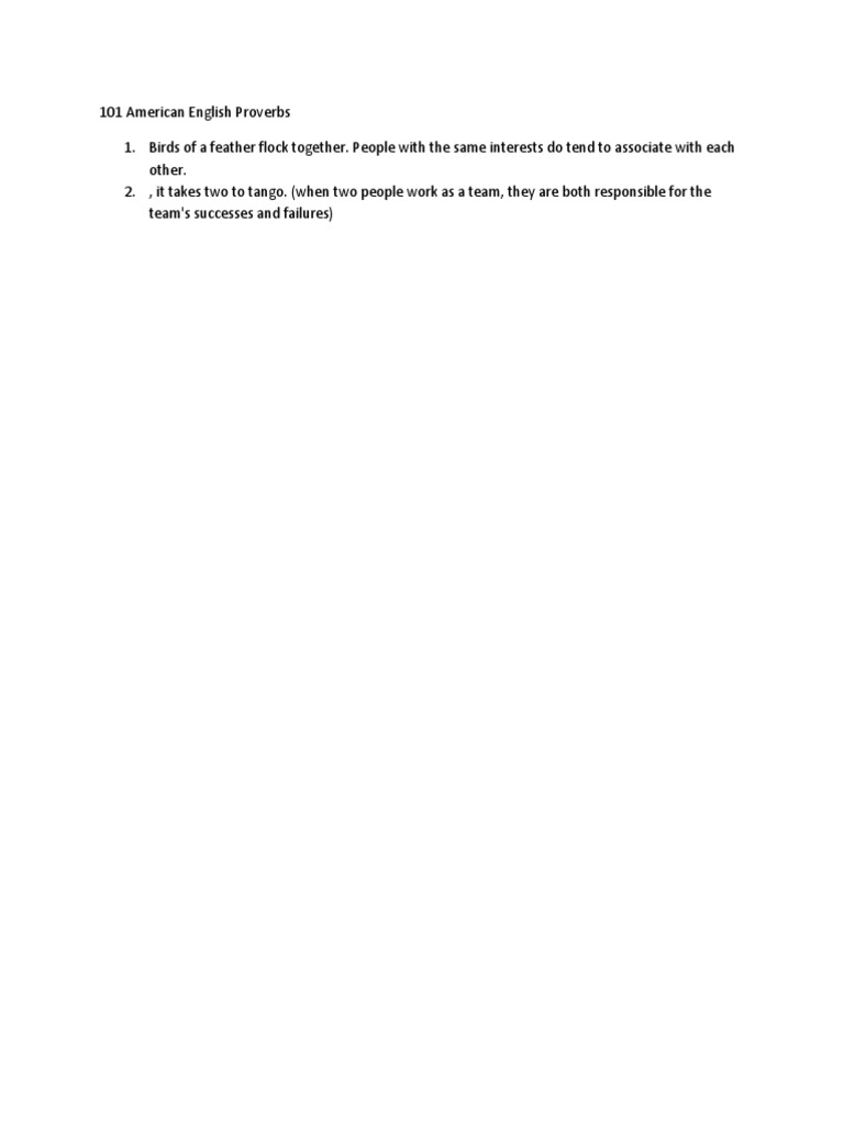 101 American English Proverbs | PDF