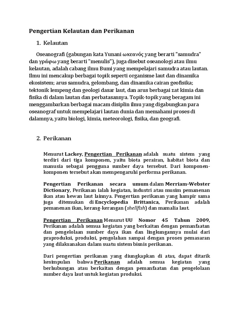 Pengertian Kelautan Dan Perikanan | PDF