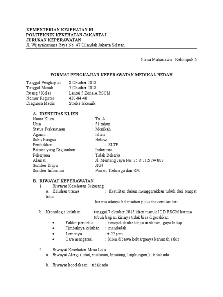 Format Pengkajian KMB | PDF