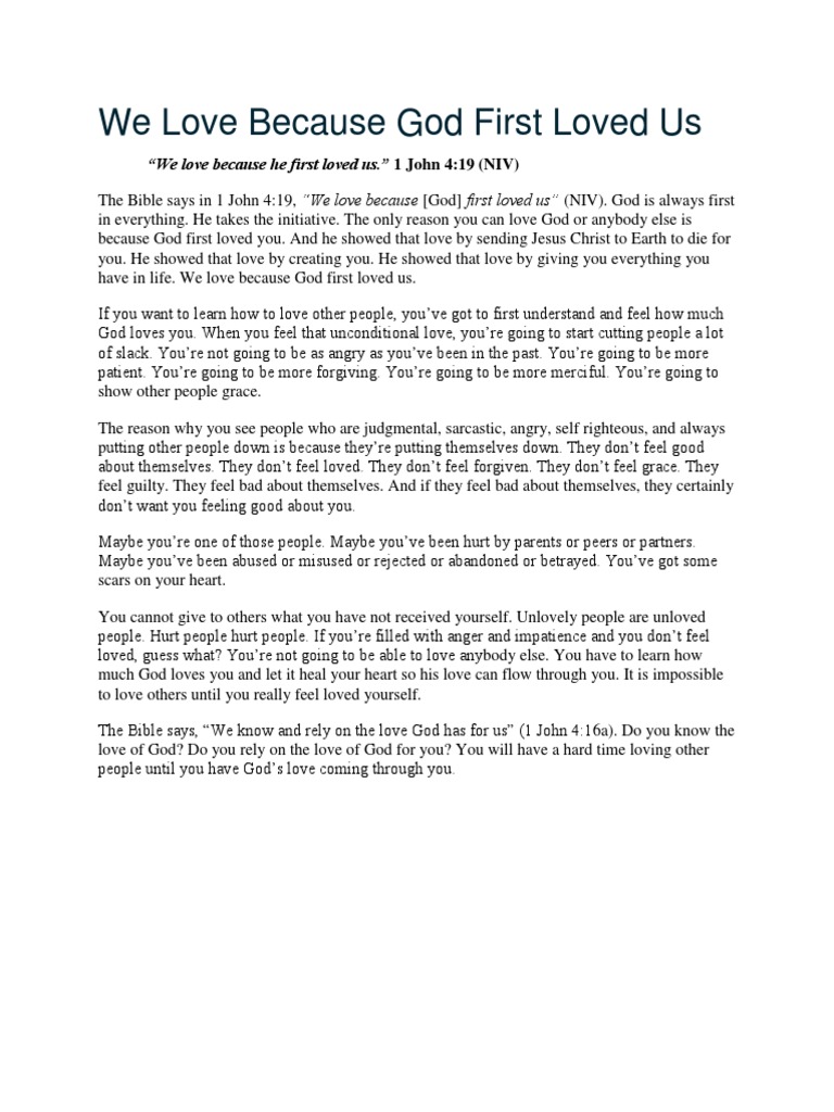 We Love Because God First Loved Us | PDF | Eternal Life (Christianity ...