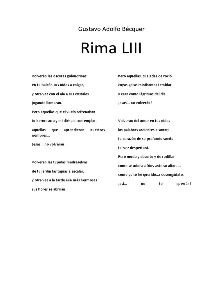 Gustavo Adolfo Bécquer - Rima LIII | PDF