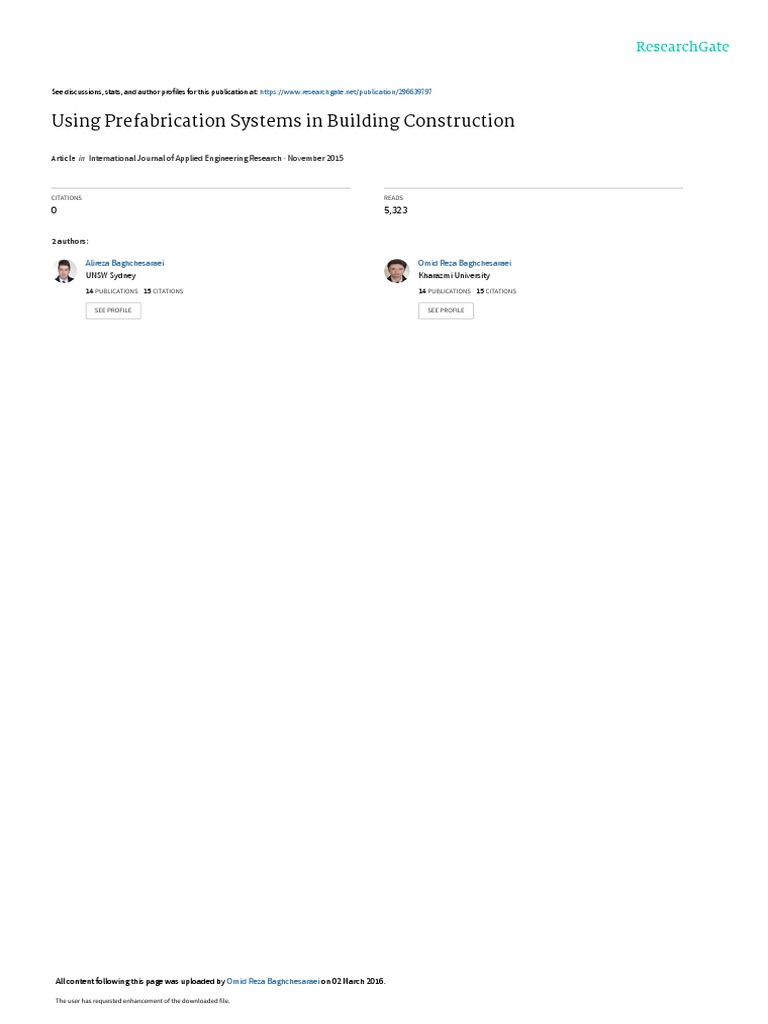 Using Pre Fabrication Systems in Building Construction | Download Free ...