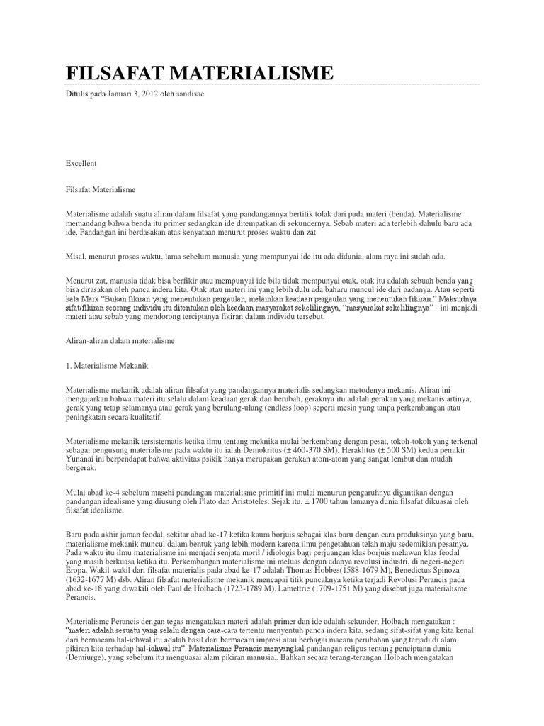 Filsafat Materialisme 1 | PDF