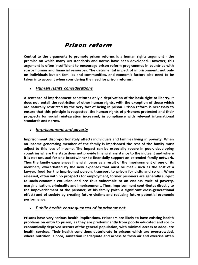 Prison Reform: Human Rights Considerations | PDF | Remand (Detention) | Prison