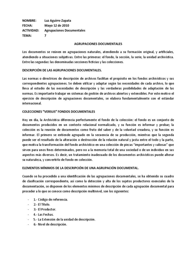 Agrupaciones Documentales | PDF