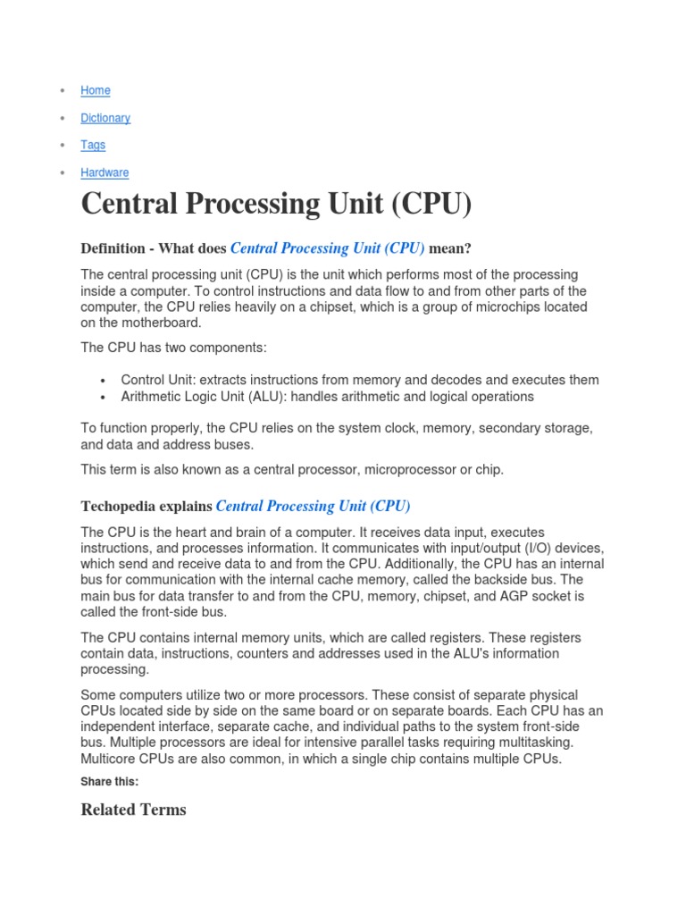 What is a CPU | PDF | Central Processing Unit | Computer Science