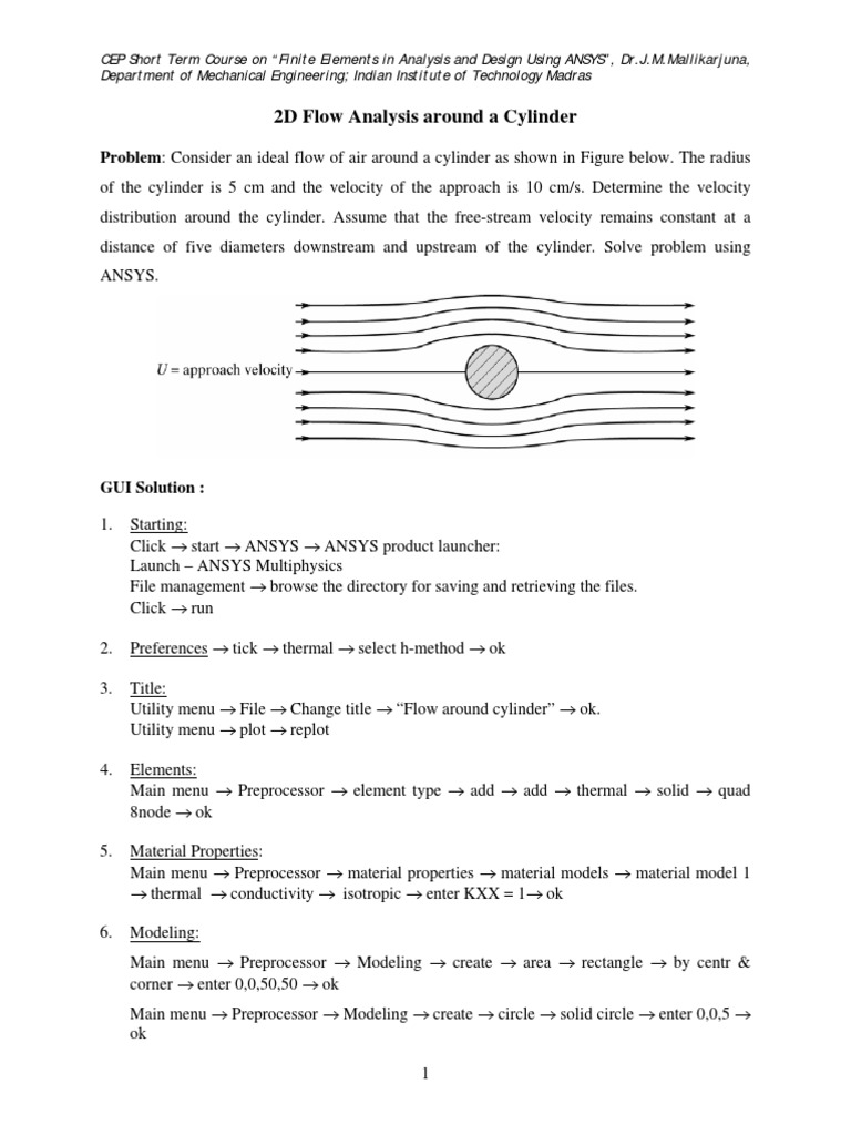 2D Flow Analysis Around A Cylinder | PDF | Flux | Physics
