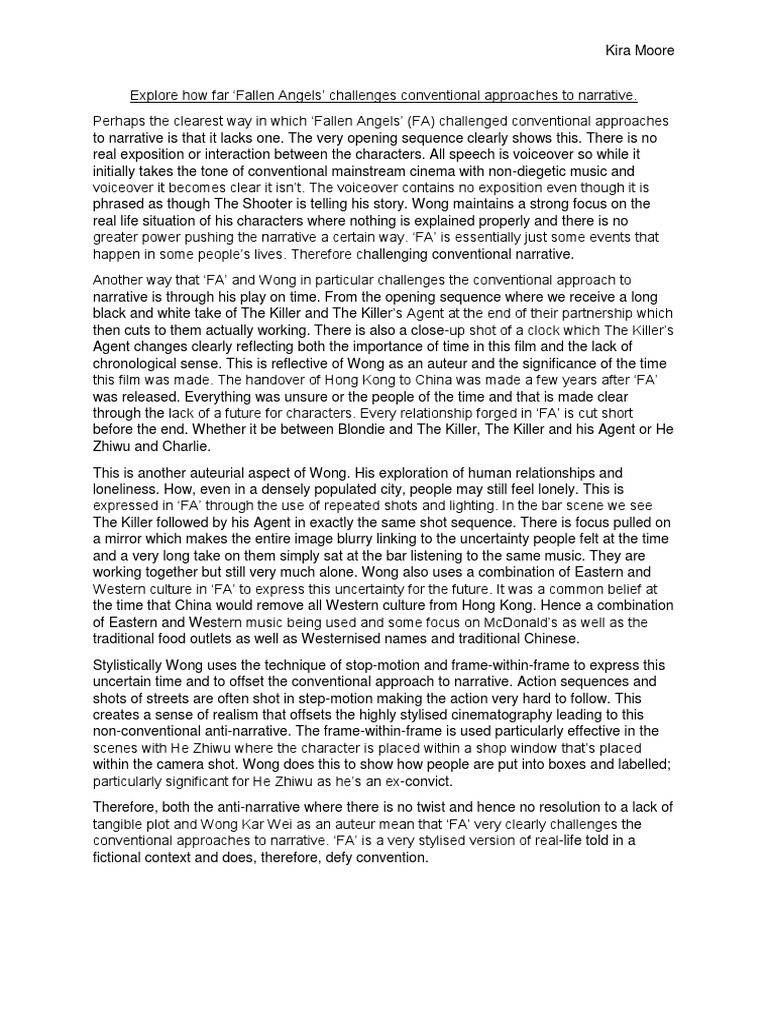 Fallen Angels Unconventional Narrative Essay | PDF | Narrative | Leisure