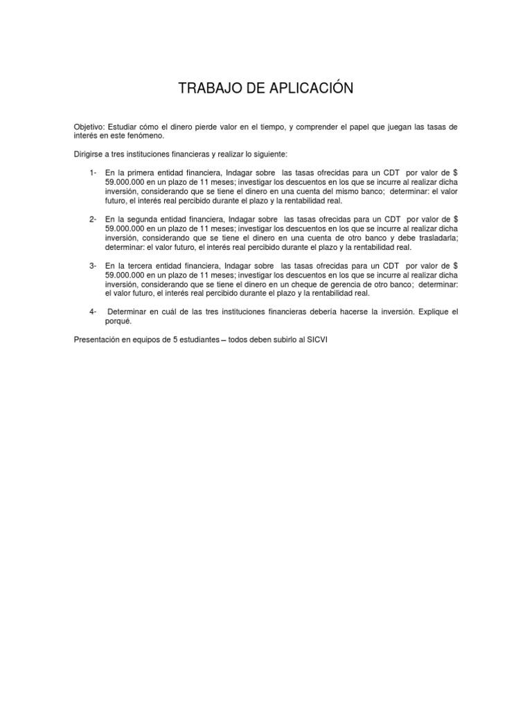 Taller - Calculo CDT | PDF