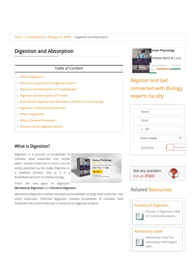 Digestion & Absorption-Study Material For NEET (AIPMT) & Medical Exams ...