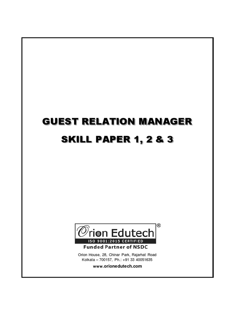 Guest Relation Manager - Full Book | PDF | Identity Document | Tourism