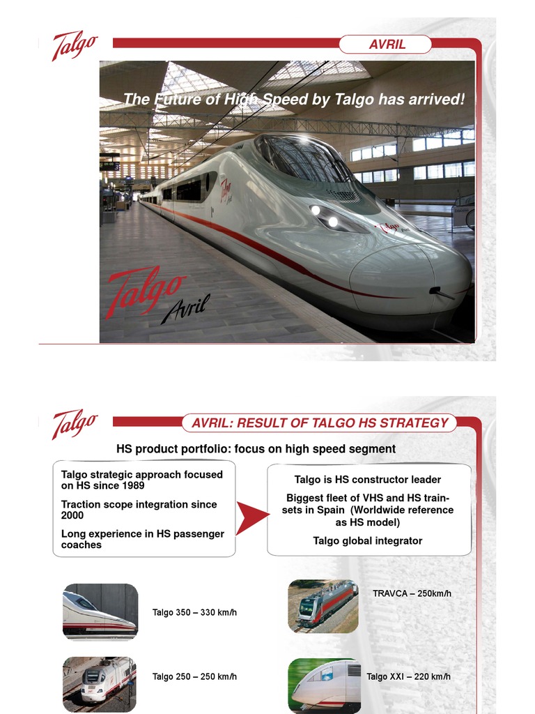 Talgo AVRIL | PDF | High Speed Rail | Track Gauge