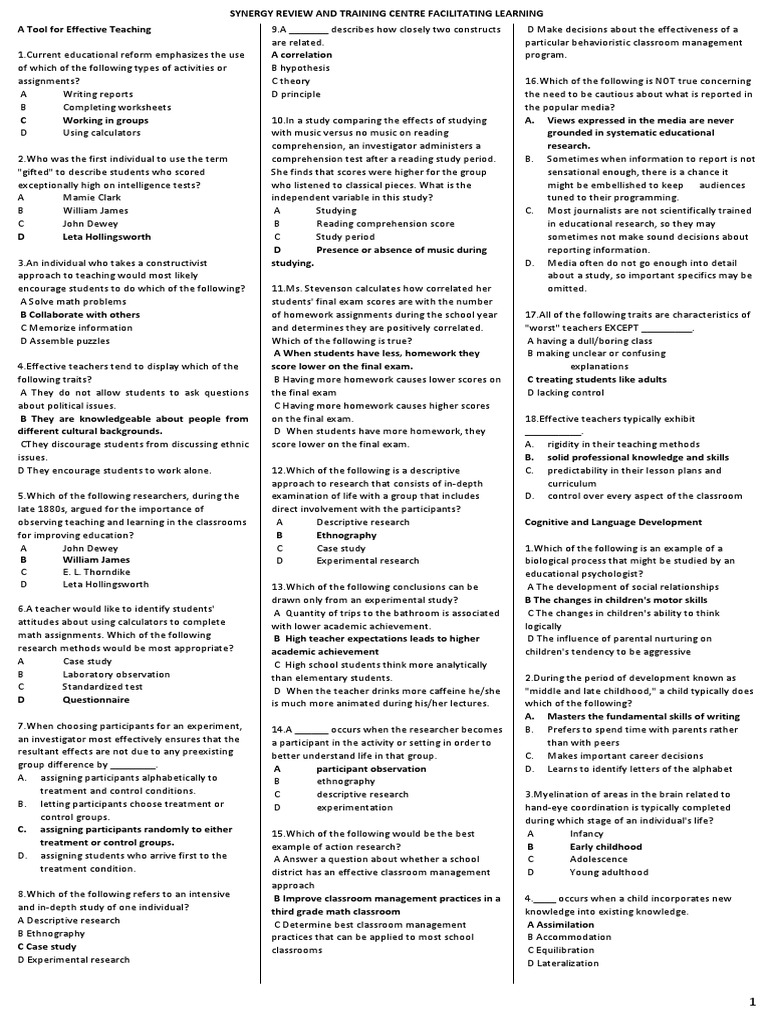Facilitating Learning Pdf Homework Teachers