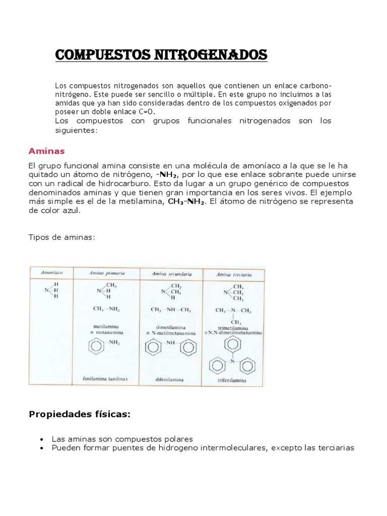Compuestos Nitrogenados Quimicadocx Amina Amida 