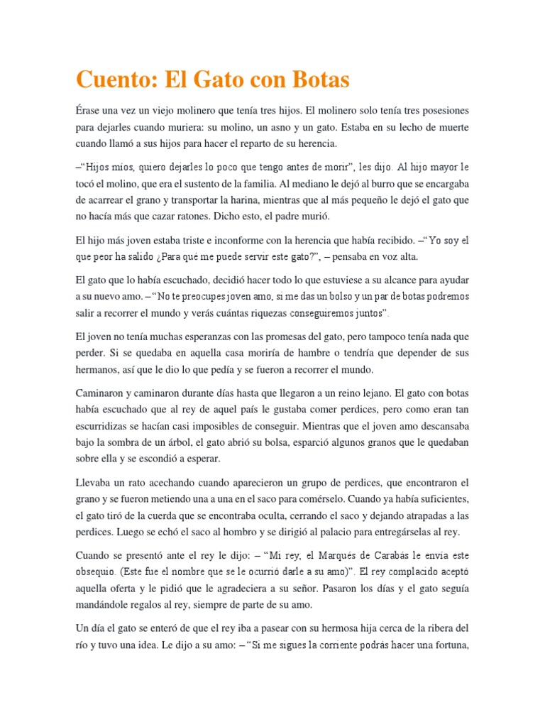 Cuento El Gato Con Botas | PDF